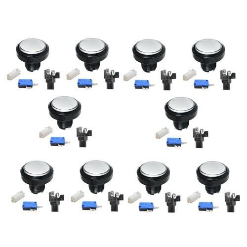 1/3/5/10X White Arcade Round Push Buttons Illumilated LED Light w ...