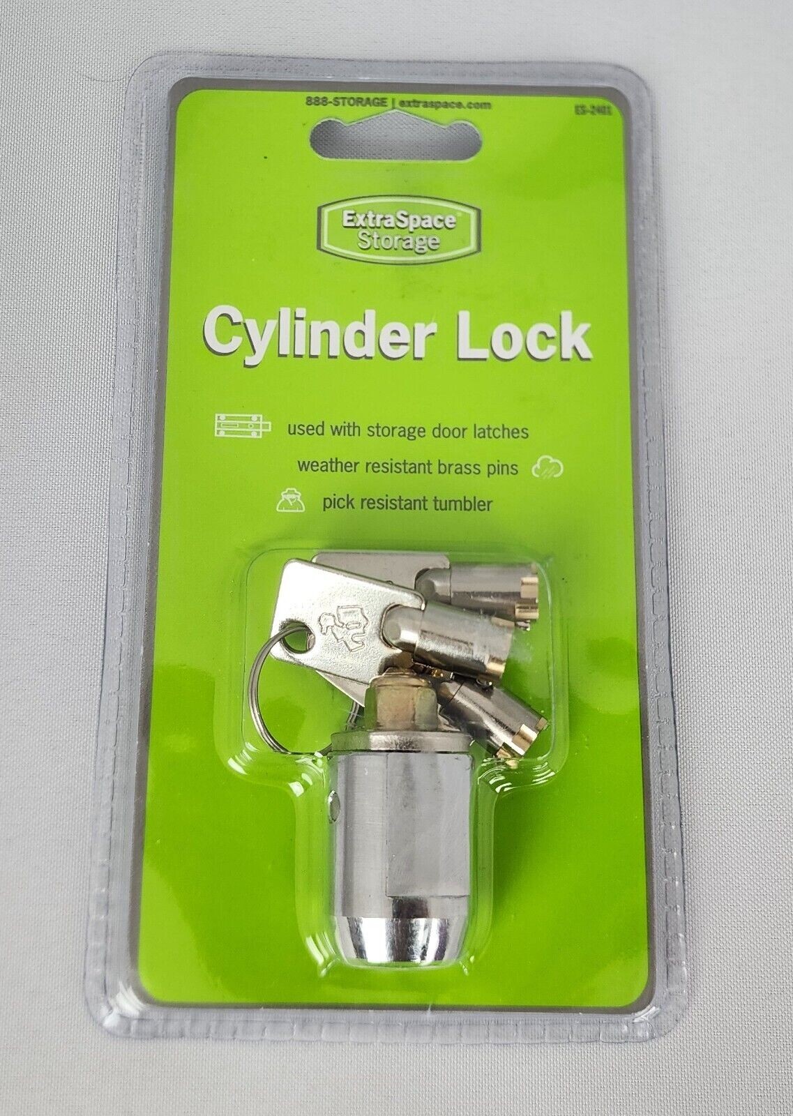 Extra Space Storage Cylinder Lock With 2 Tubular Keys Pick Resistant ...