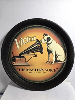 HIS MASTERS VOICE TIN ROUND ADVERTIZING TRAY 12" (VICTOR) | eBay