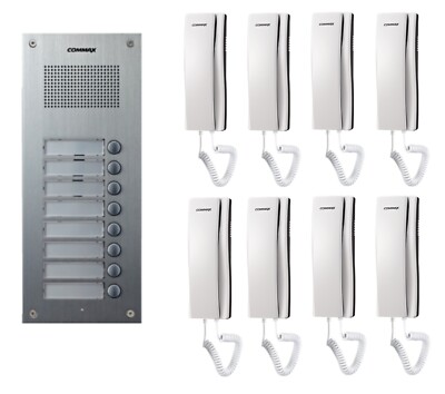COMMAX Audio Intercom for 8-Apartment Building: DR-8UM x1, DP-SS x8 ...