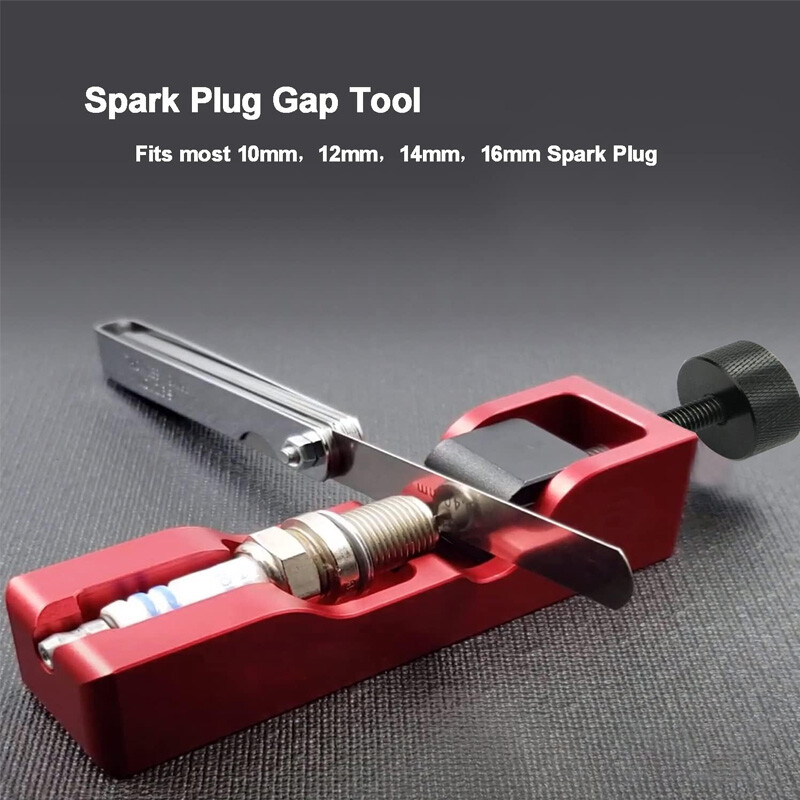 Universal Red Spark Plug Gap Tool Compatible with 10mm 12mm 14mm 16mm ...