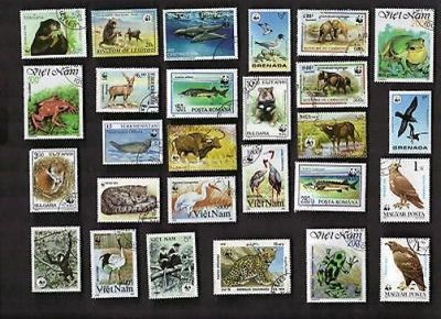 60 ALL DIFFERENT WORLD WILDLIFE FUND ON STAMPS WWF | eBay