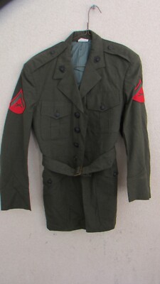 US Marine Corps USMC Green Uniform Dress Tropical Jacket Men’s Size 37S ...