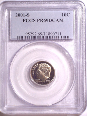 2001-S PCGS PR69DCAM Clad Proof Roosevelt Dime - 10C ten cents - Old ...