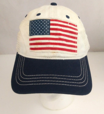 Red White & Blue Unisex Frayed Patch Mesh Back Adjustable Baseball Cap ...