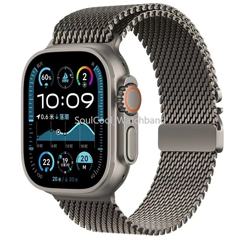 Titanium Milanese Loop Band For Apple Watch 11 10 9 8 7 SE 44/45/46 ...