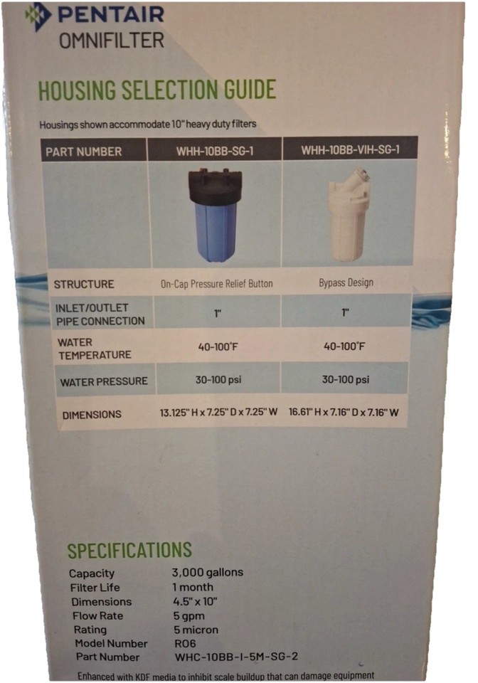 Pentair Omnifilter R06 Whole House Water Filter Heavy Duty 10" KDF 85 ...