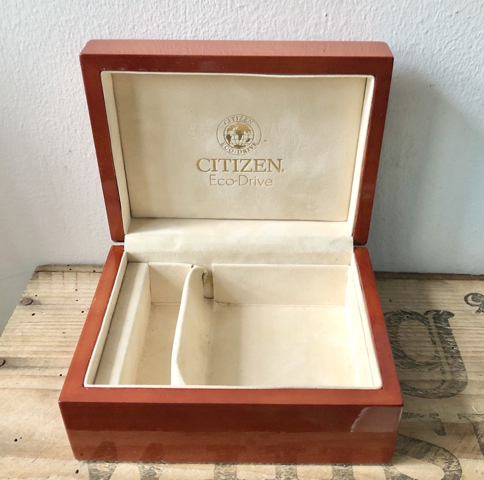Citizen Eco-Drive Mens Wooden Watch Box Glossy Cherry Colour Wood ...