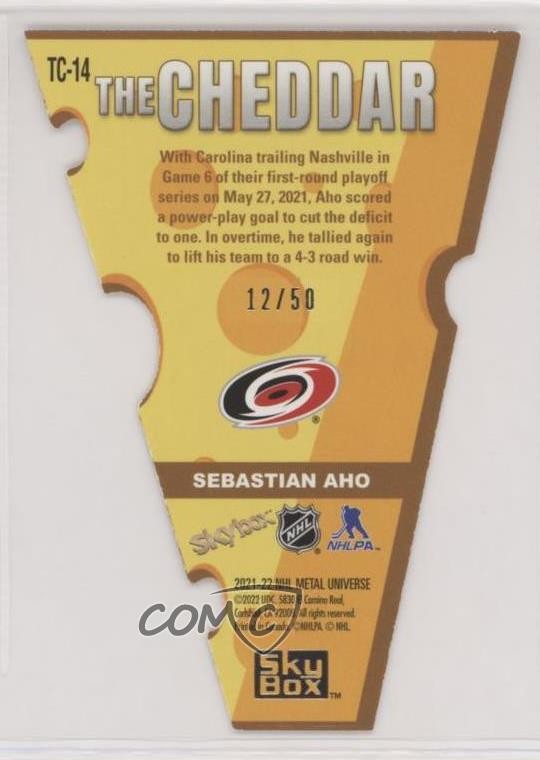 2021-22 Skybox Metal Universe The Cheddar Gold /50 Sebastian Aho #TC-14 ...