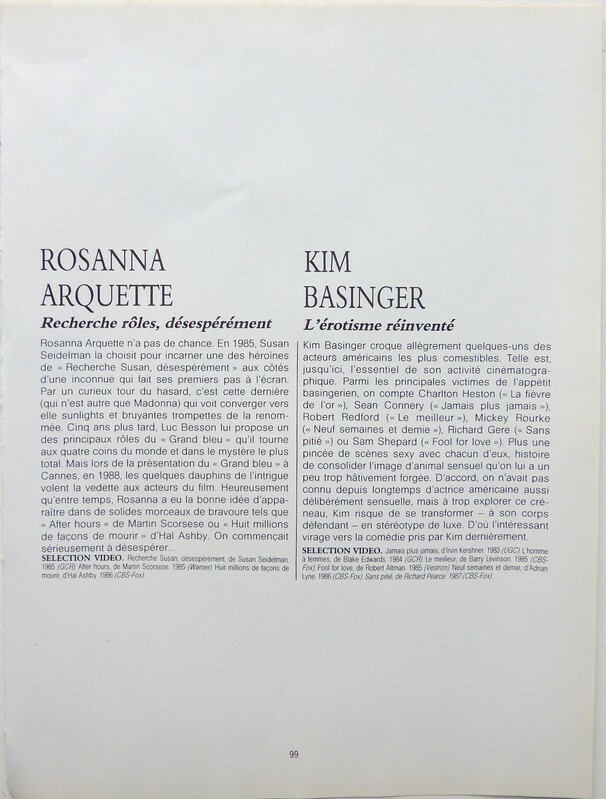 KIM BASINGER => 3 pages 1988 FRENCH CLIPPING / COUPURE DE PRESSE | eBay