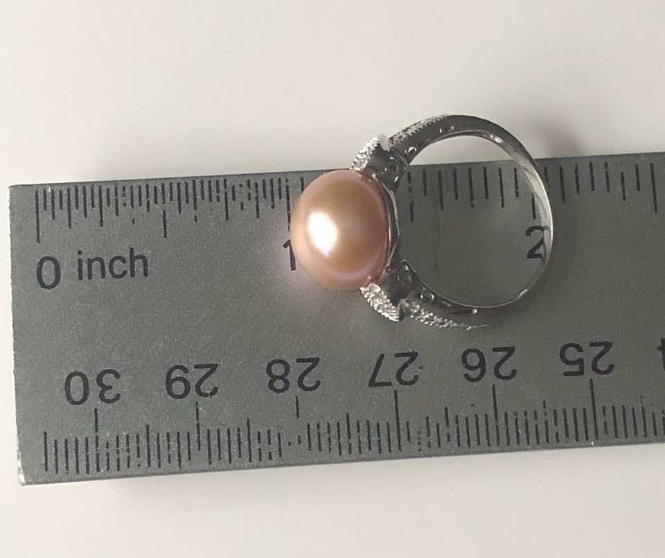 Sterling Silver LUC 925 Signed RING SIZE 6.5 Freshwater Pearl Heart ...