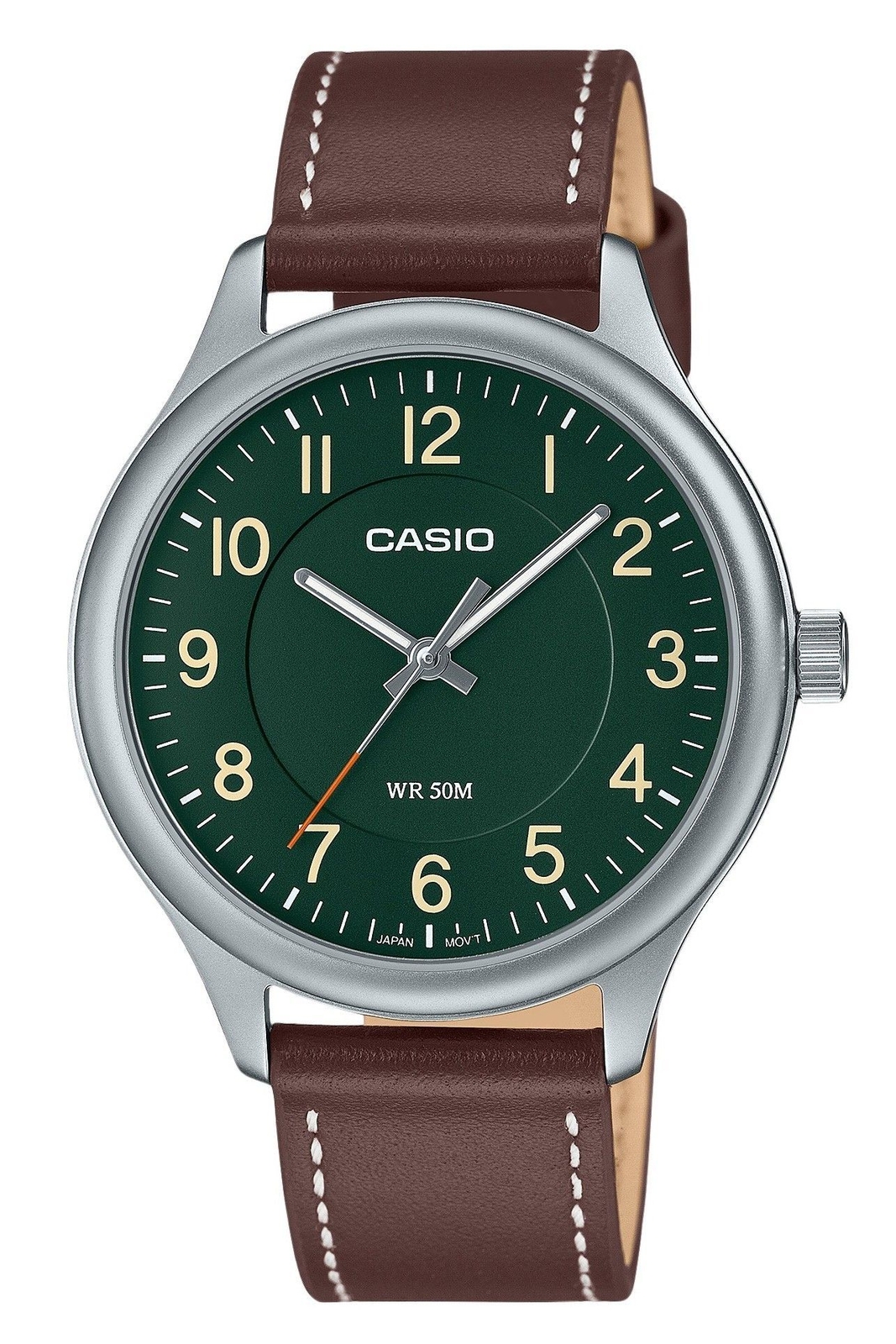 Casio Leather Strap Green Dial Japan Mov't Quarz MTP-B160L-3B 50M Mens ...