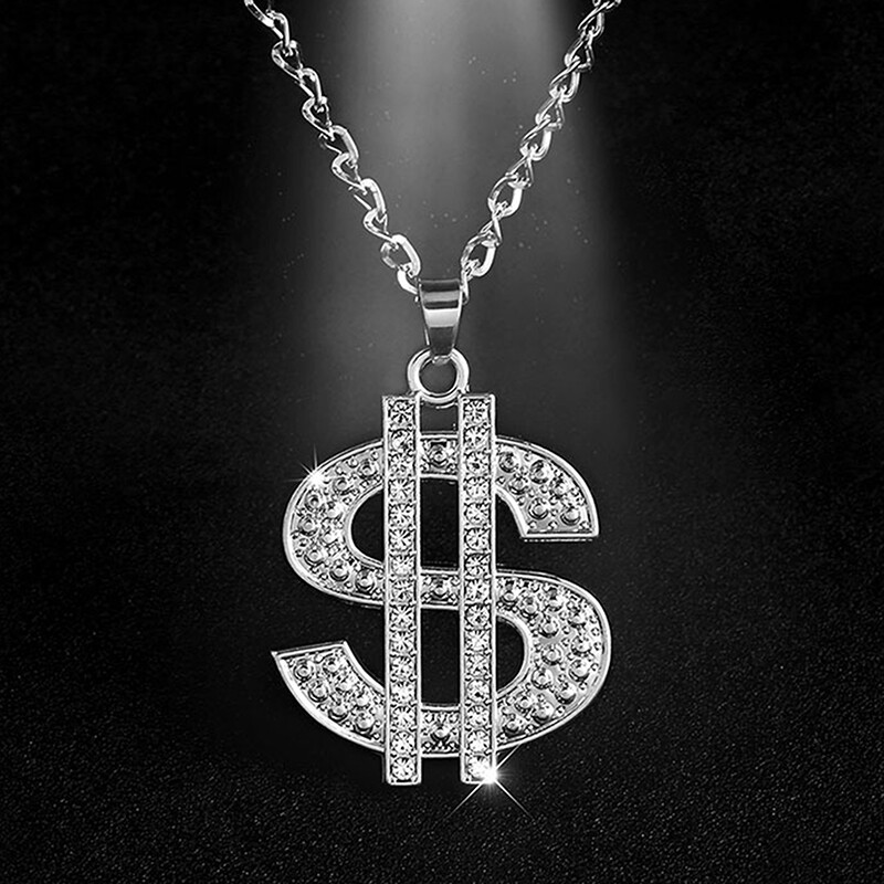 Chain Necklaces Hip Hop Rap Singer Money Dollar Sign Pendant Necklace ...