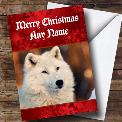 White Wolf Personalised Christmas Greetings Card | eBay UK