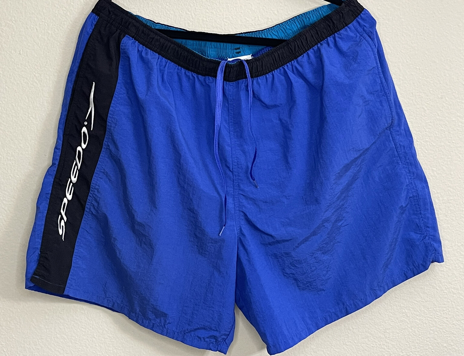 Speedo Swim Shorts Mens XL Blue Black Preppy Trunks Chino Pocket ...
