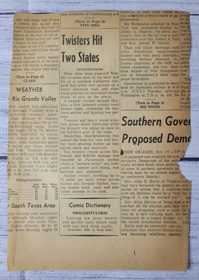 Political Cartoon Newspaper Clipping Comic Cut Out by Shoemaker 1950s ...