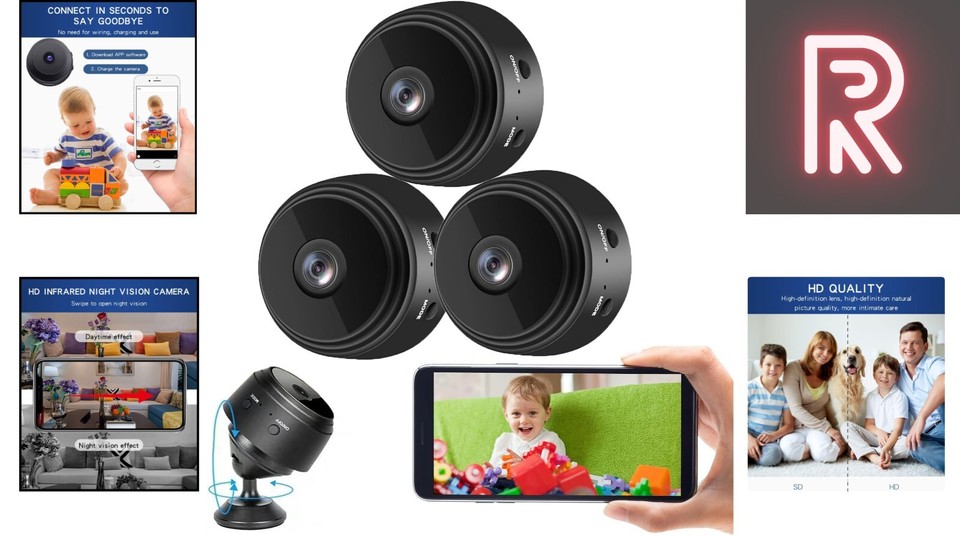 3 Pack Mini Hidden Spy Cameras - 1080P HD Night Vision for Discreet ...