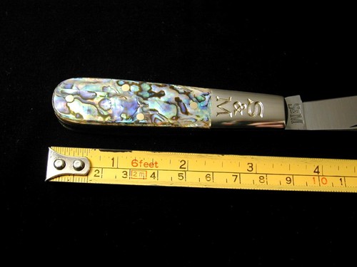 SCHATT & MORGAN ABALONE CLIP BLADE BARLOW KNIFE COOPER CUTLERY USA RARE ...