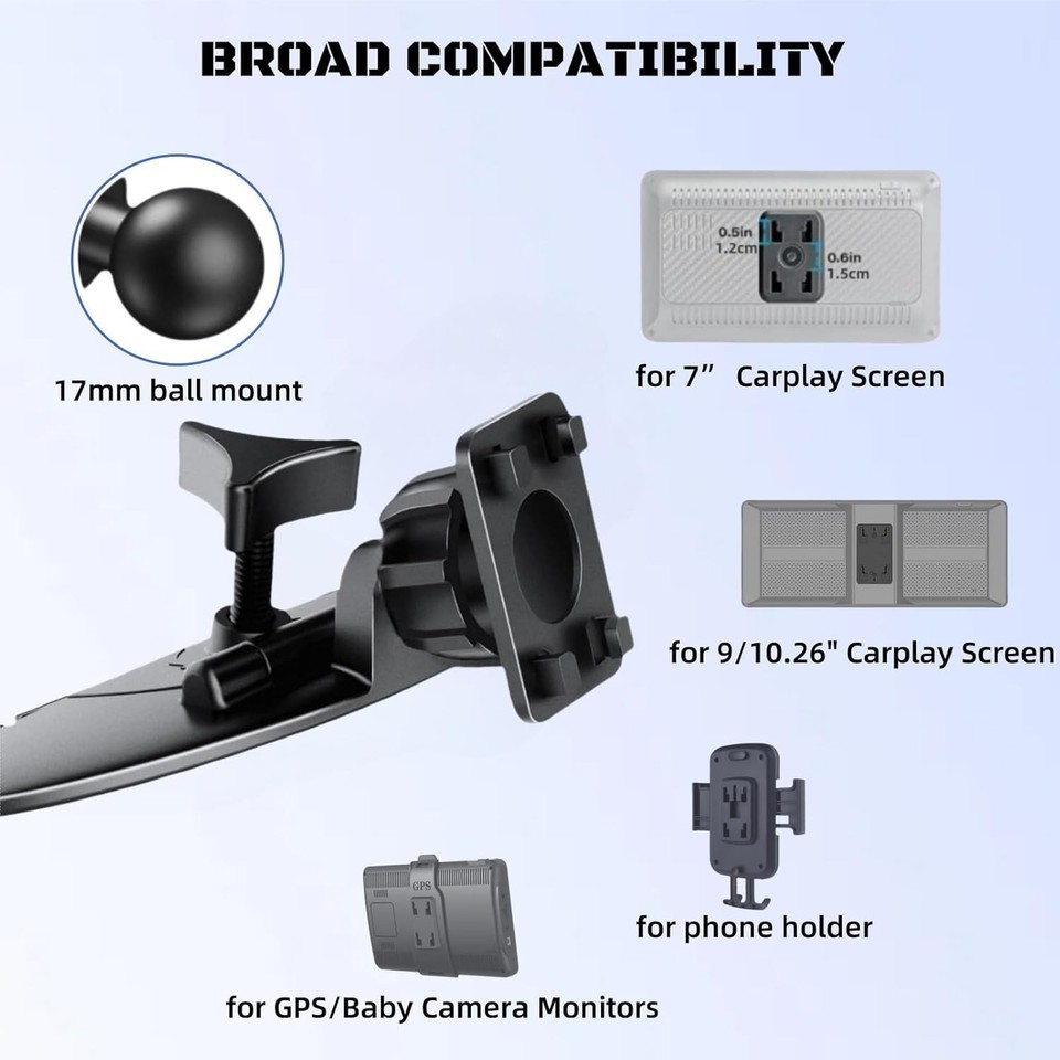 CD Slot Mount for Carplay Screen 17mm Ball Adapter with 4-Button Lock ...