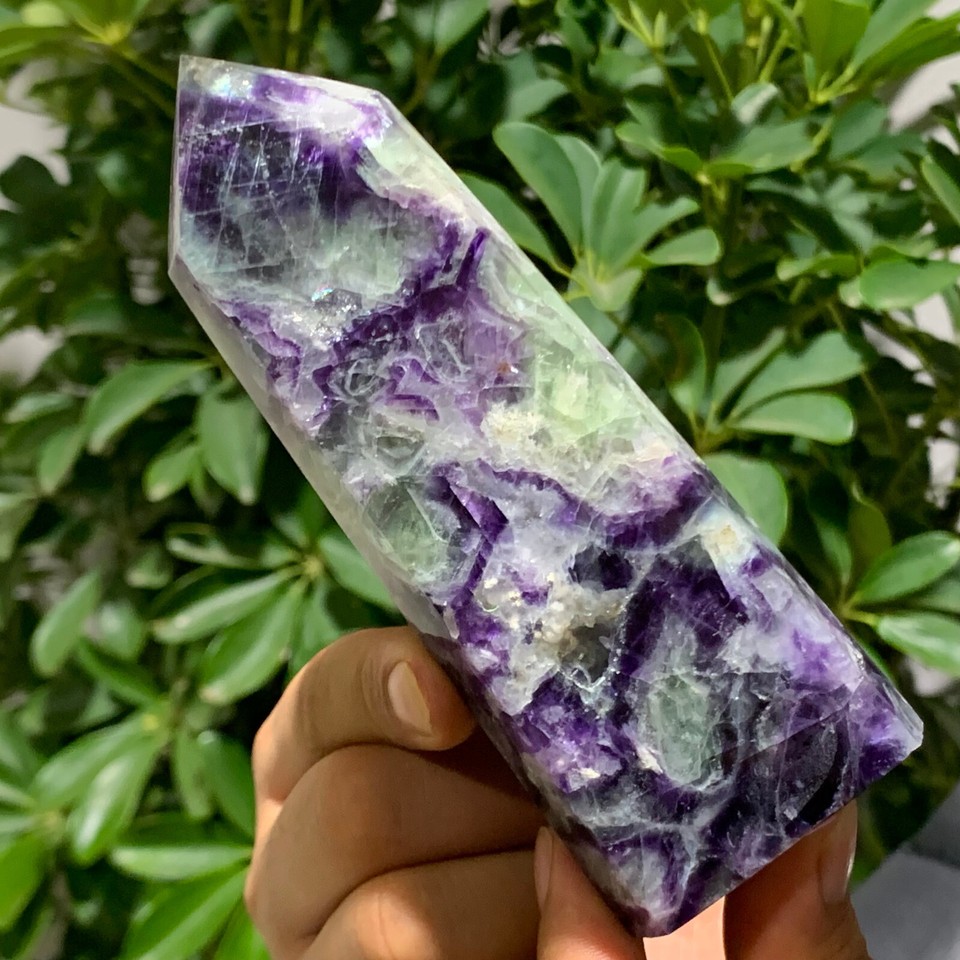 386G Natural colour Fluorite Crystal obelisk crystal wand healing stan ...