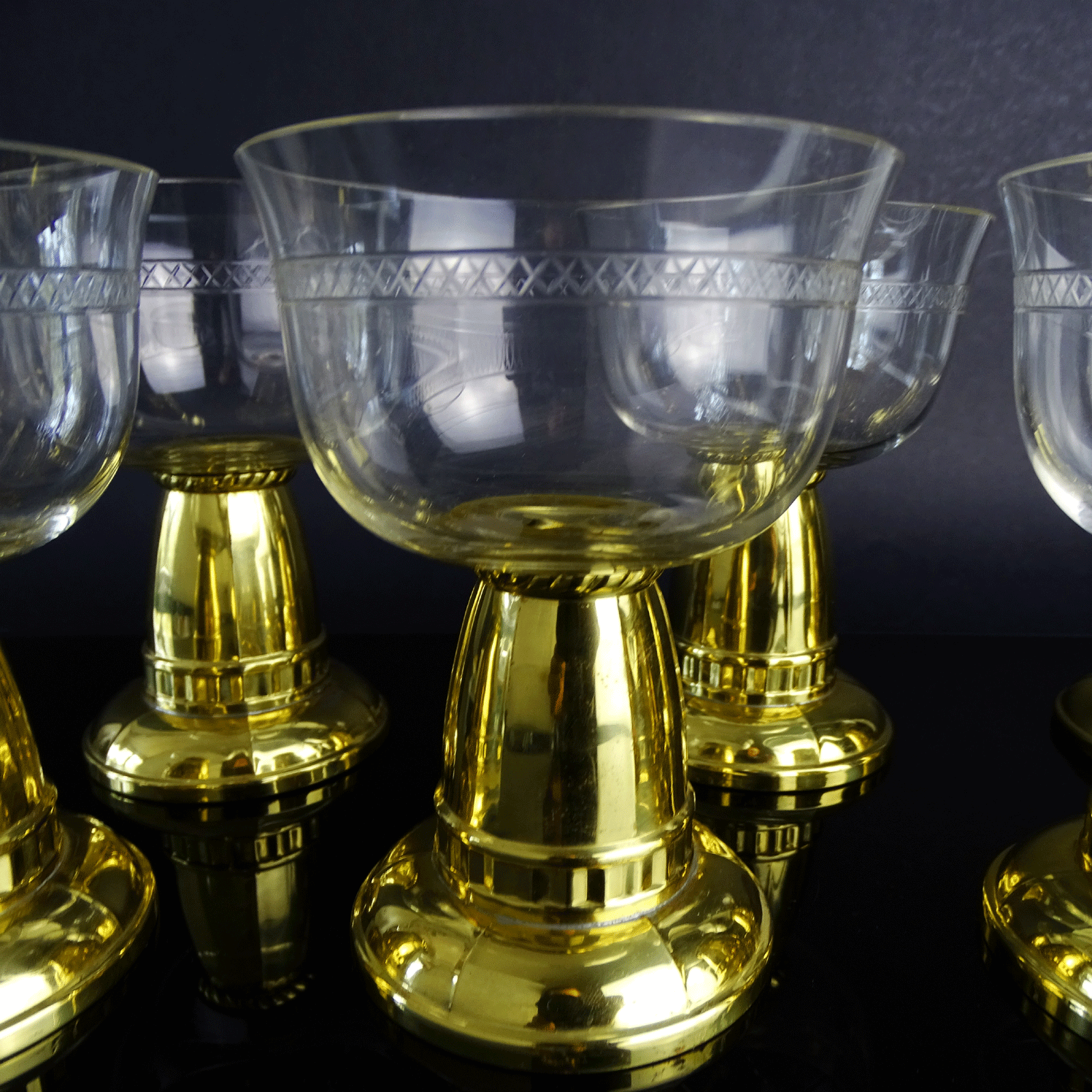 WMF Weinglas Kelch, Glas Römer, 6 Stück, Goblet Glass Set Jugendstil ca ...