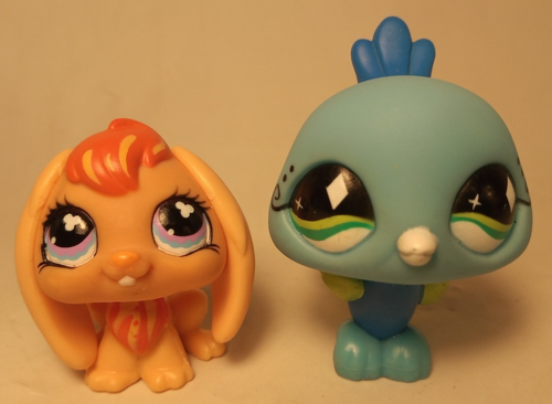 Littlest Pet Shop Orange Rabbit 480 Blue Peacock 463 Lot Pet Lovin ...