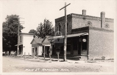 Street View Main St., Napoleon MI Michigan 1911 RPPC Photo Postcard ...