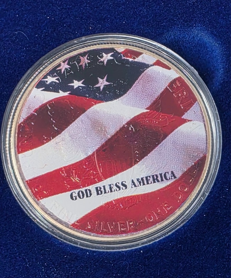 2001 American Silver Eagle (ASE) 9/11 Double Sided Colorized Coin 1 Oz ...