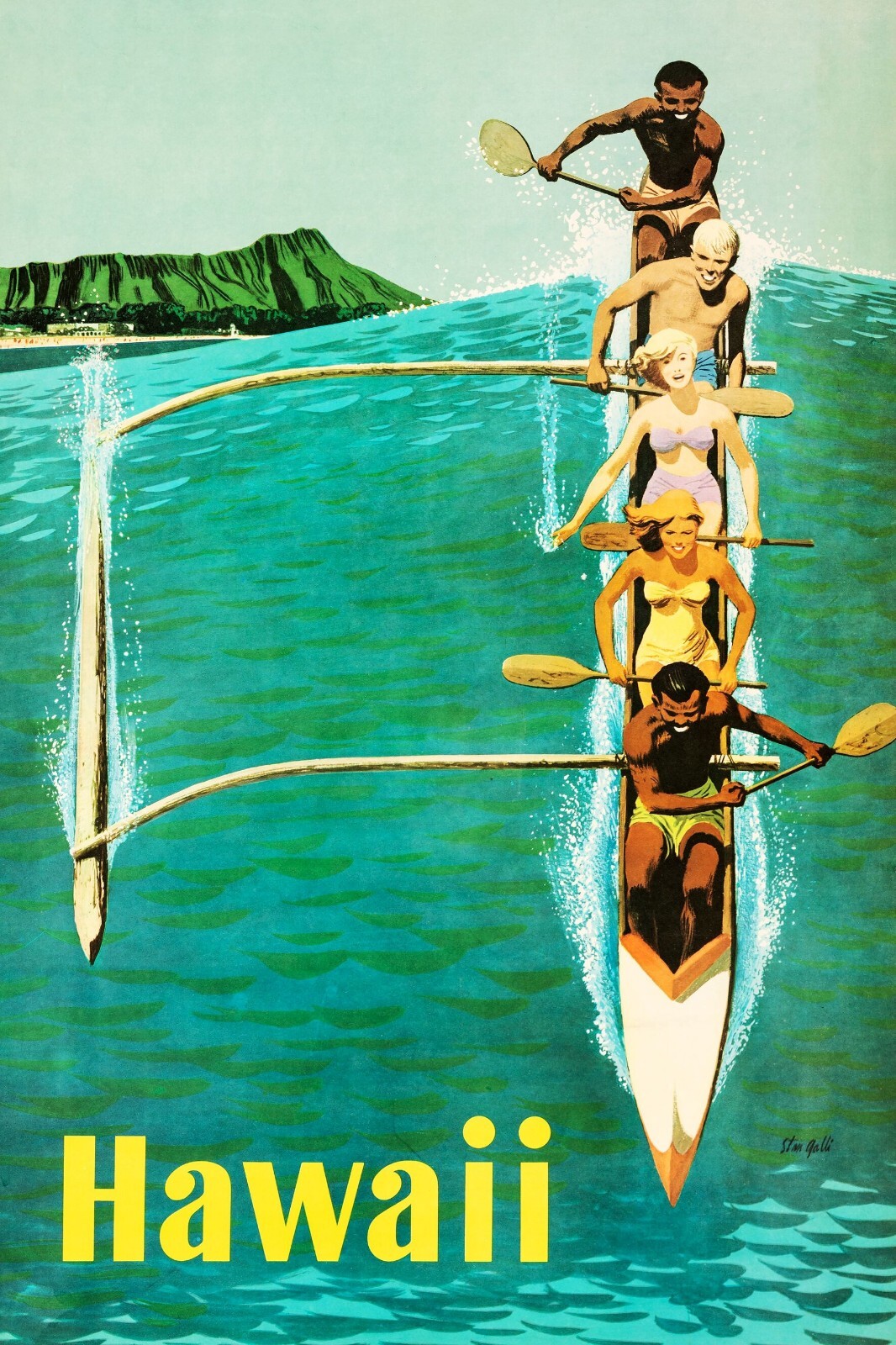 Hawaii Advertising Travel Poster 16 x 24 Retro Design | eBay