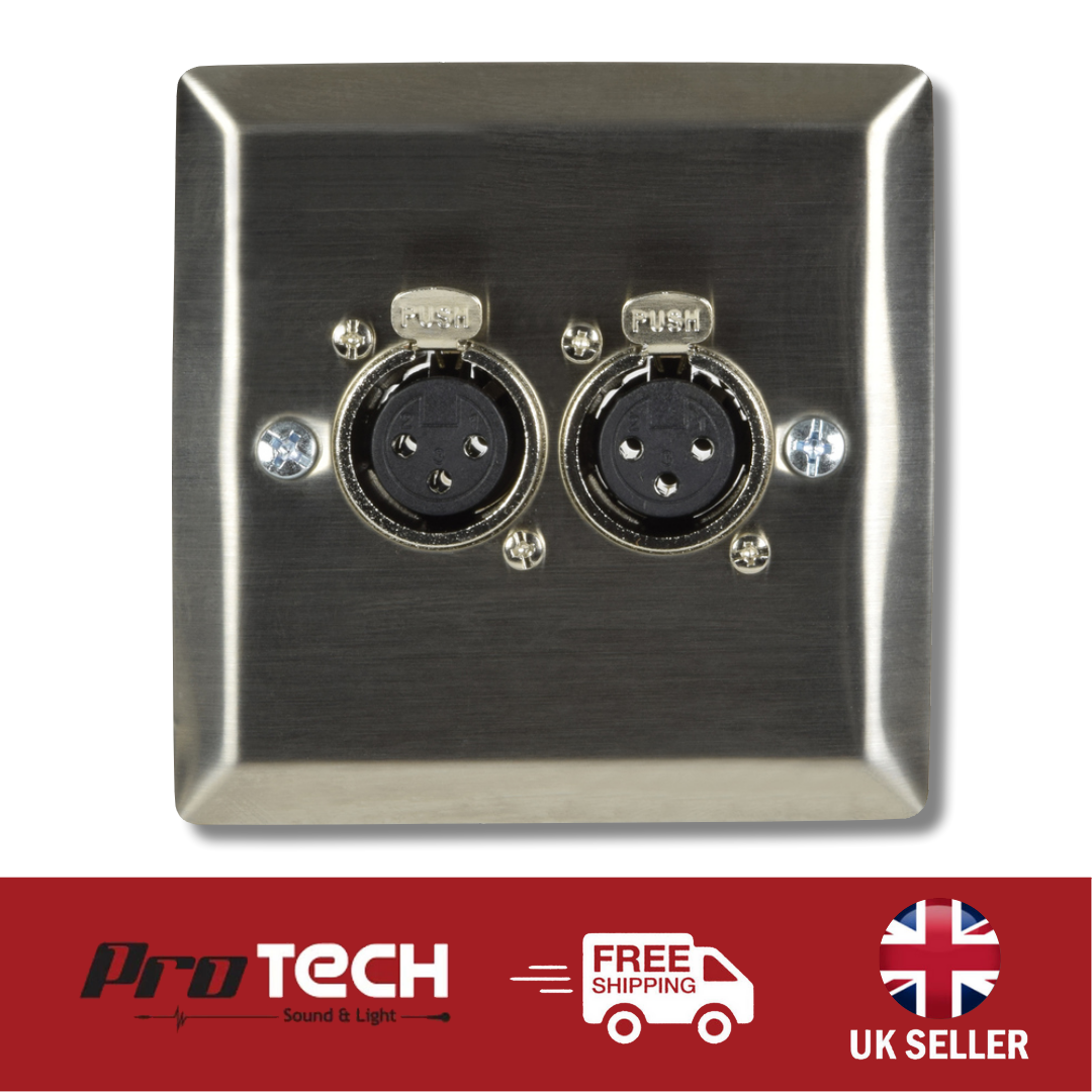 XLR Wall Plate 2 Port 3 Pin Socket for Multimedia Sound Microphone etc ...
