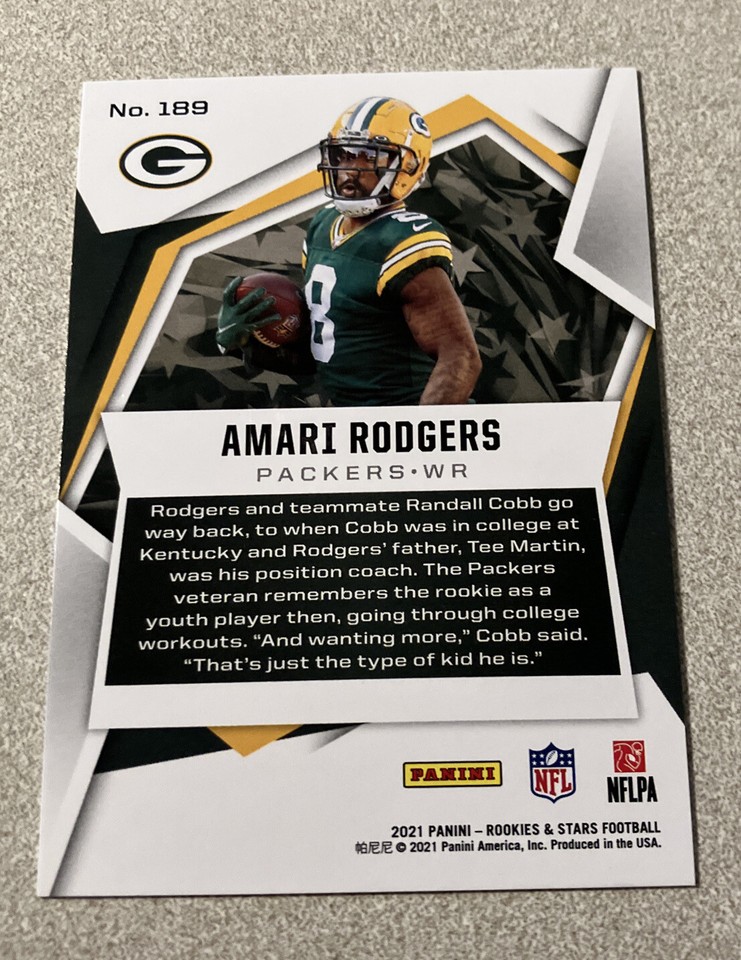 2021 Panini Rookies & Stars RC Orange #189 Amari Rodgers Packers 13/99 ...