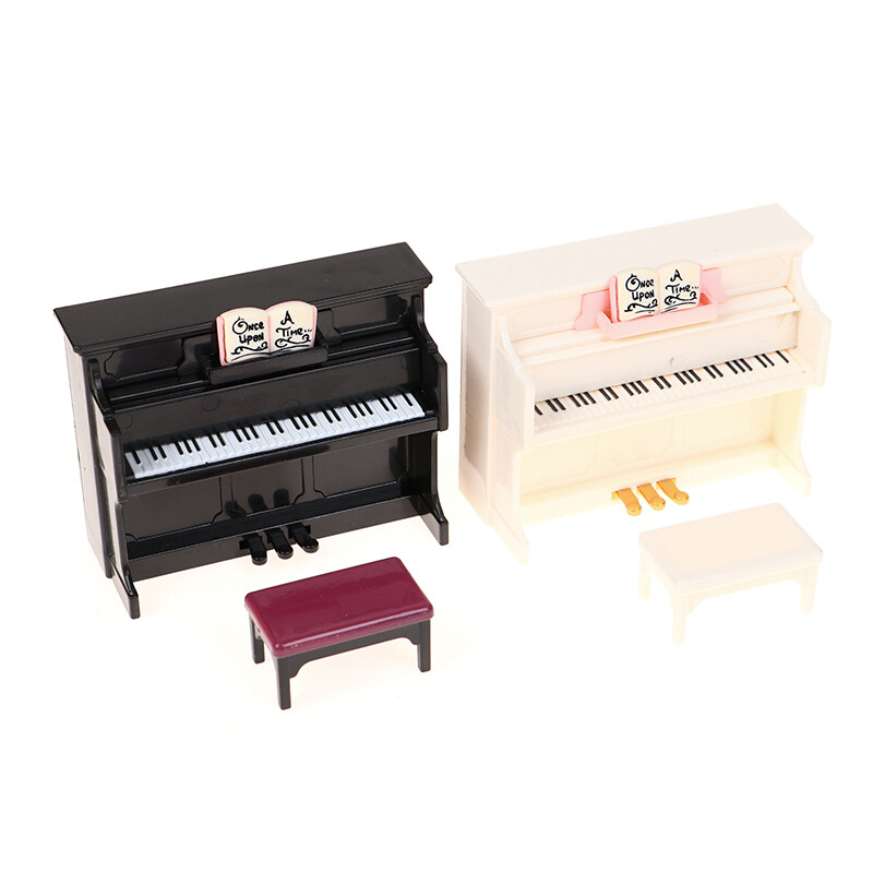 1/12 Dollhouse Miniature Plastic Piano with Stool Dolls House ...