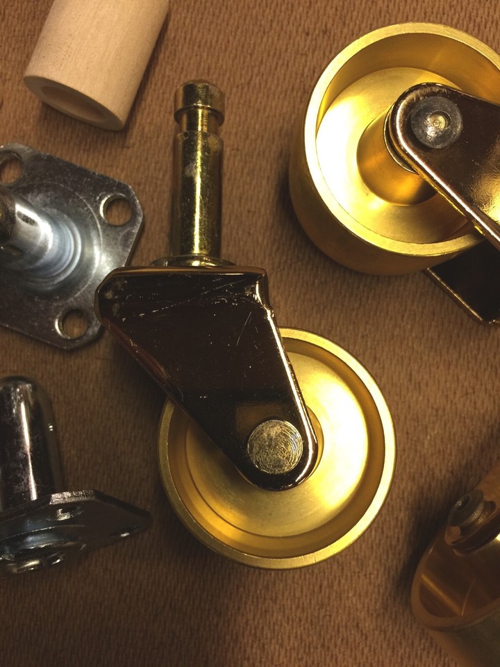 New Set Of 3 Brass Grand/Baby Grand Piano Casters/Wheels 1 3/4" Wheel ...