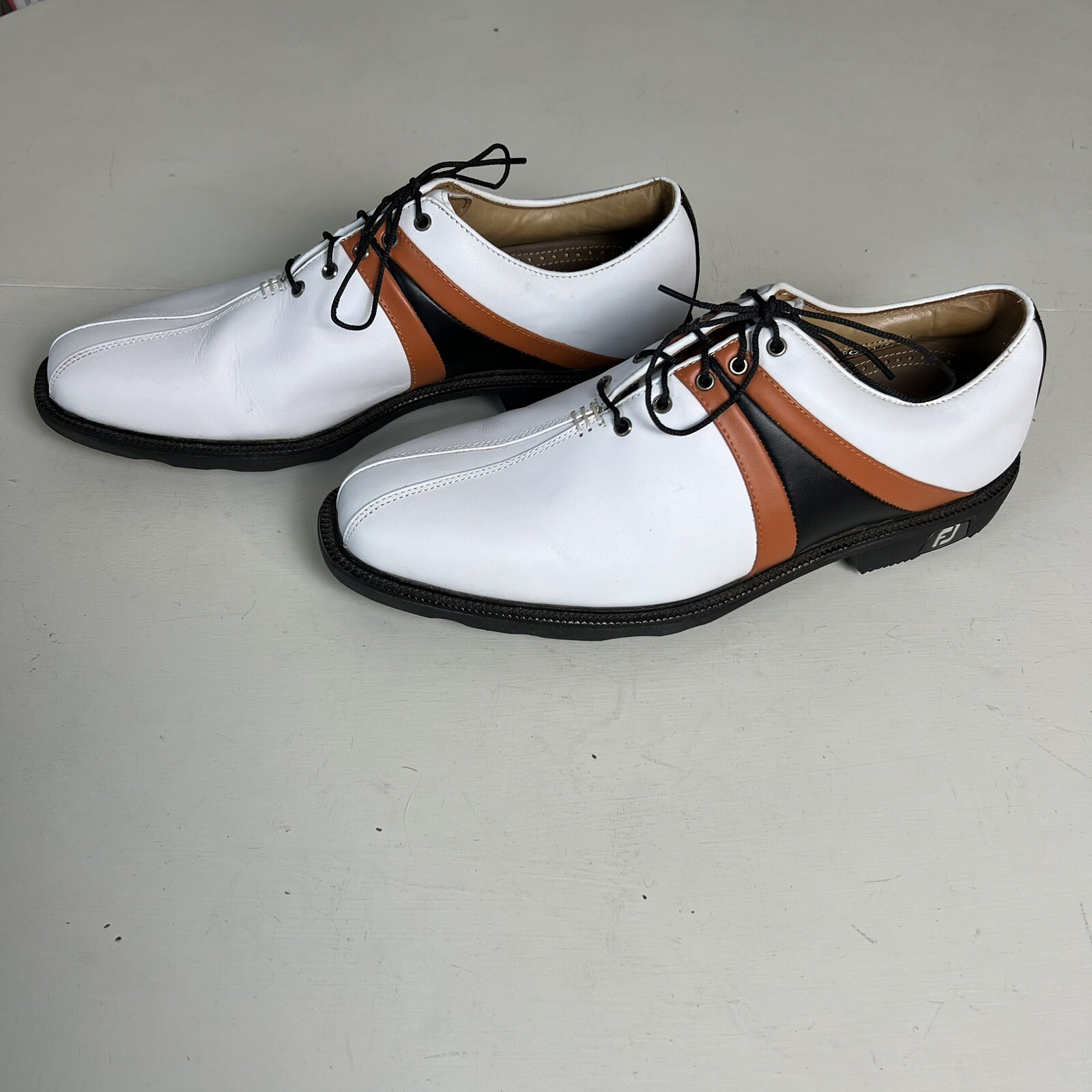 FOOTJOY- MyJoys Icon Pyramid Golf Shoes White Brown | eBay