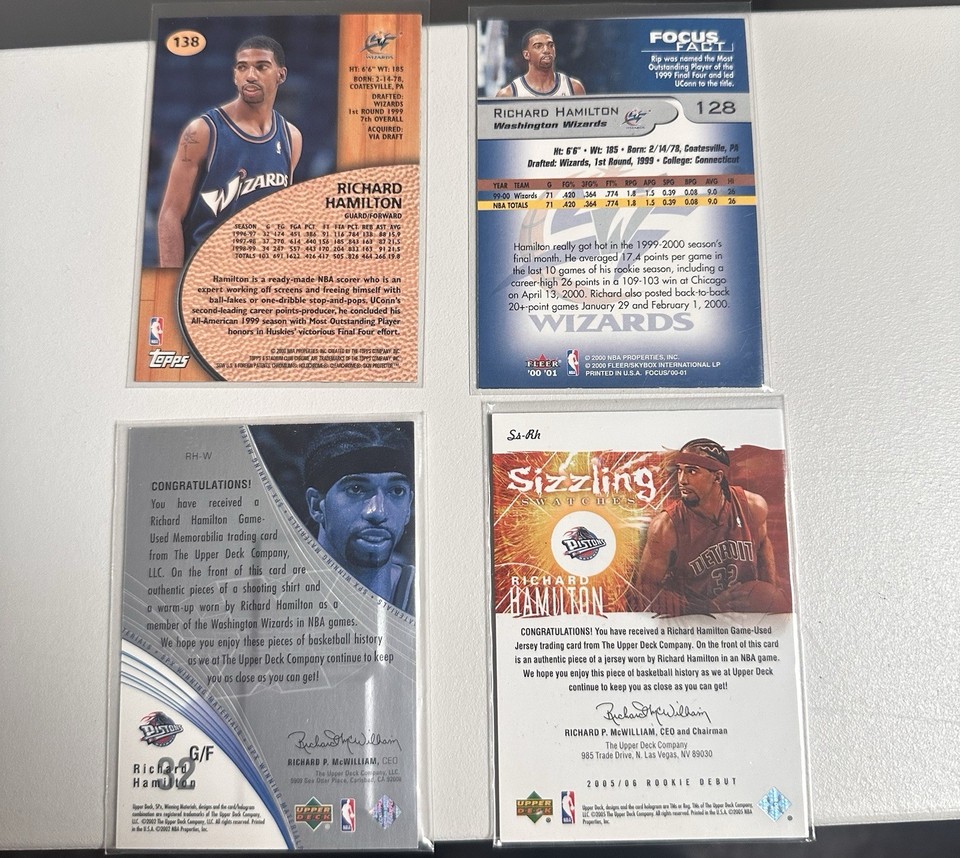 Richard Rip Hamilton NBA Rookie Patch Debut Pistons Wizards Lot Of 4 | eBay