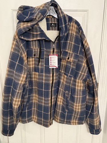 SCODI Men's Flannel Shirt Jacket Fleece Lined Plaid Coat Hoodie Size ...