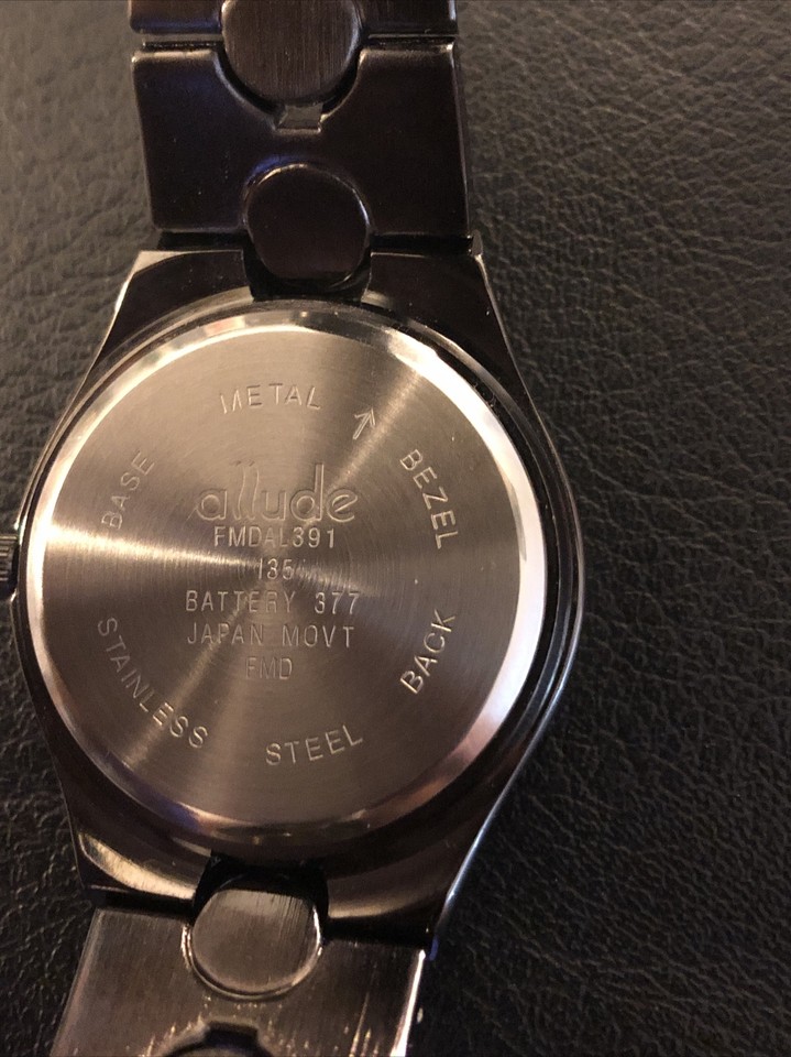 Allude Watch, Silvertone Link Bracelet Band, Crystal Accents Fold Over ...