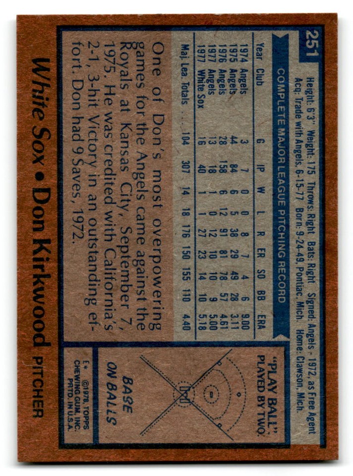 1978 Topps Baseball #251-500 EX/MT to NM You Choose Complete Your Set ...