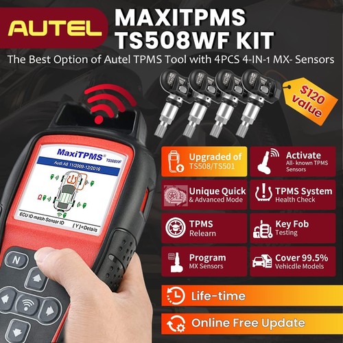 Autel TS508WF /4* Sensor Tire Pressure Monitoring System TPMS Relearn ...