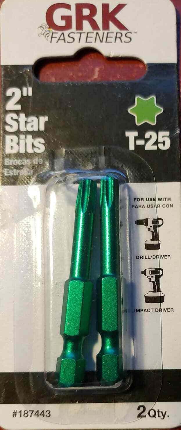 GRK CARD25-2 Carded T-25 2-Inch Bits, 2 Bits per Card, Green Peg G-1 | eBay