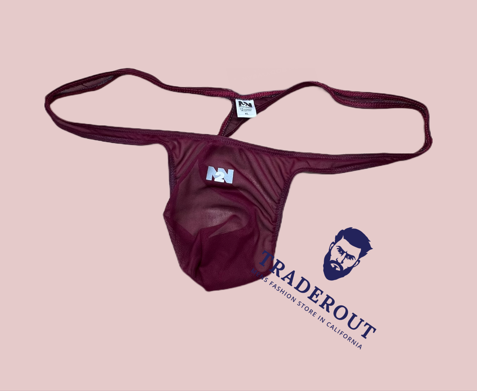 N2N Bodywear Men burgundy red sheer mesh swim Thong swimwear underwear ...