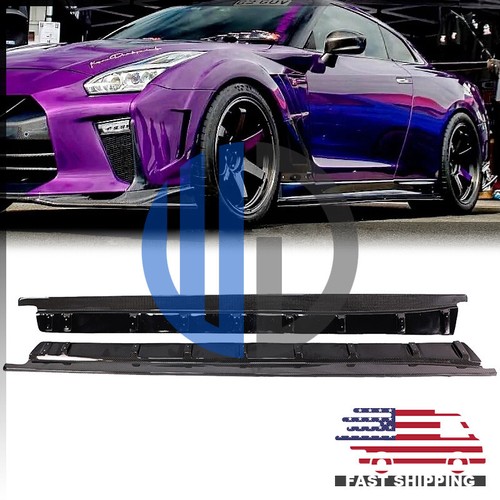 For 2009-2020 Nissan GT-R R35 W Design Carbon Fiber Side Skirt ...