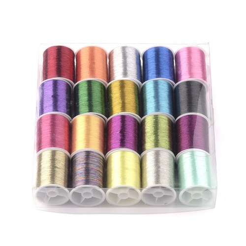 20rolls Metallic Cord Mixed Color 0.1mm Tinsel String 55m/roll Jewelry ...