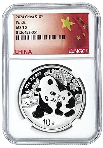2024 China 10 Yuan 30 Gram Silver Panda NGC MS70 - Flag Label | eBay