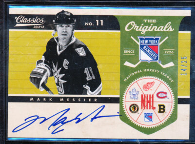 2012-13 CLASSICS THE ORIGINALS MARK MESSIER AUTO 14/25 SP SSP ON CARD ...