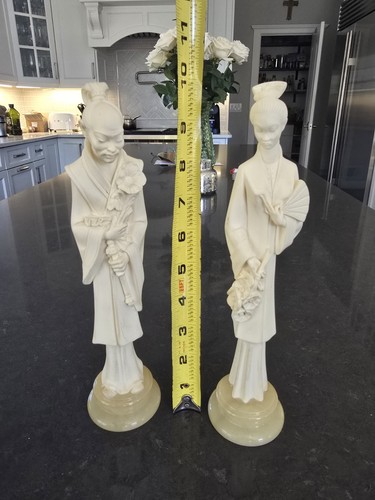 Vintage Golden Crown E&R Italy Asian Figurines – 11” Ivory Resin Pair ...