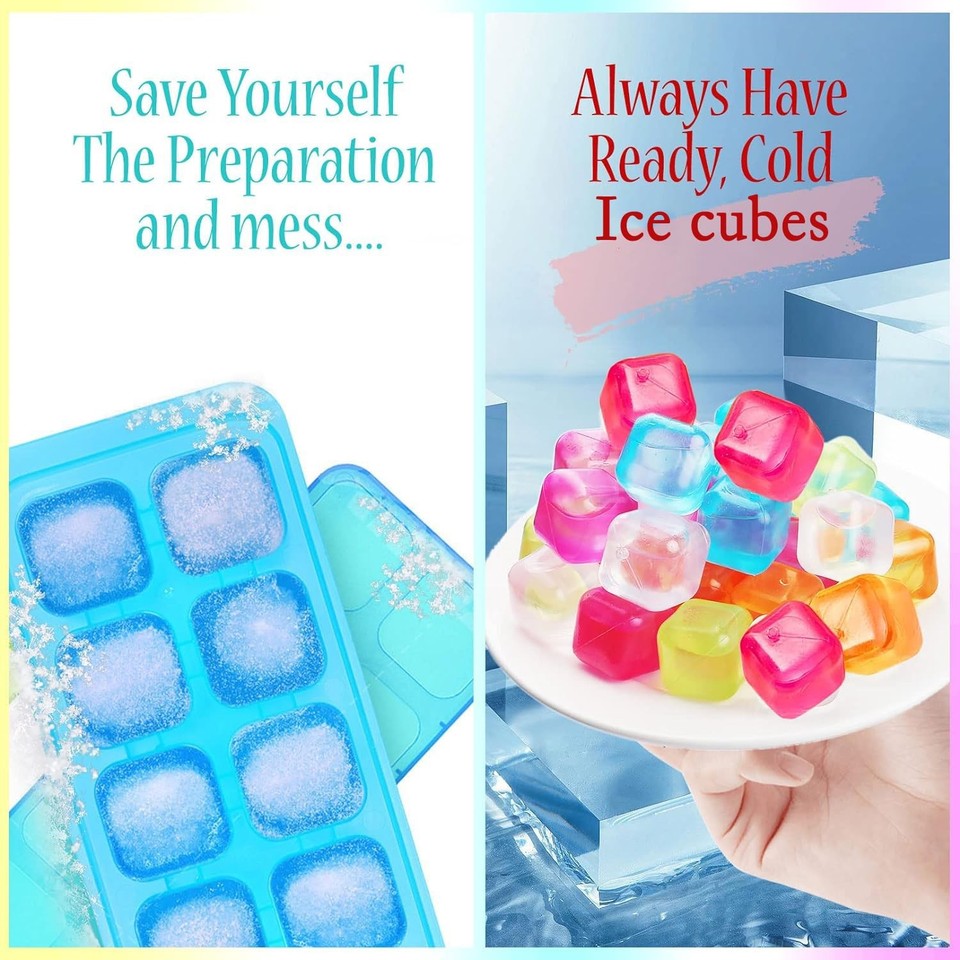 60Pcs Reusable Ice Cubes,Colorful Plastic Ice Cubes,Refreezable Ice ...