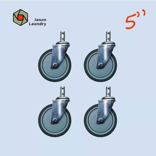 5" LAUNDRY CART CASTER WHEEL, 4pcs, ROUND POST, FITS R&B WIRE - CSTR88G ...