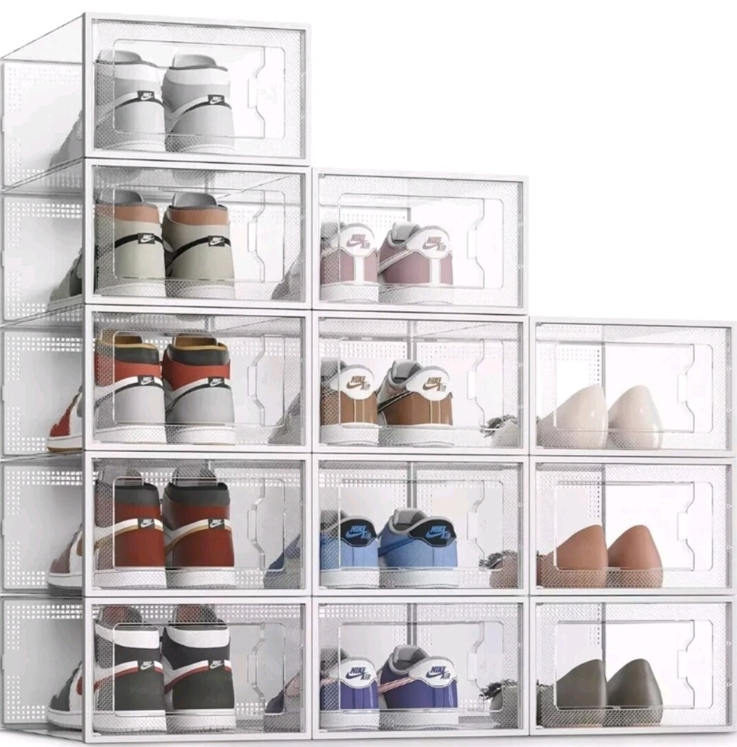 SEESPRING 12 Pack Shoe Storage Box, Clear Plastic Stackable Shoe ...