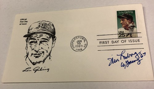 Jim Lonborg Signed FDC First Day Cover 1989 Lou Gehrig 1967 Cy Young ...